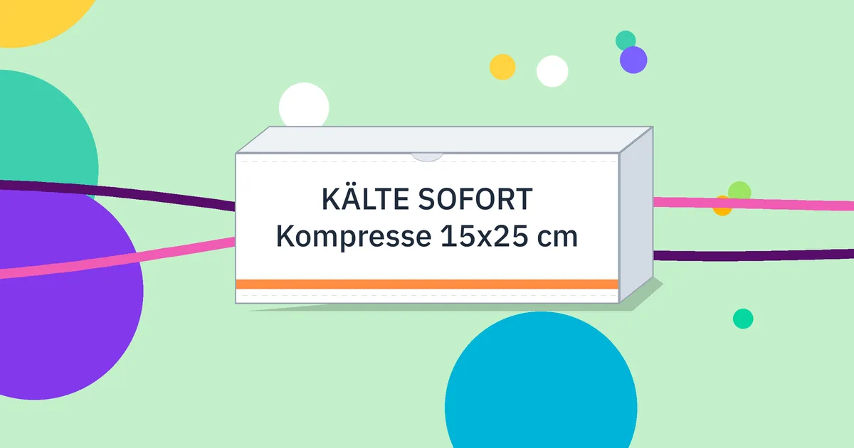 Symbolbild: Packung mit der Aufschrift KÄLTE SOFORT Kompresse 15x25 cm (PZN 10076990) – Verfügbarkeit und Bezug in Apotheken in Frankfurt am Main