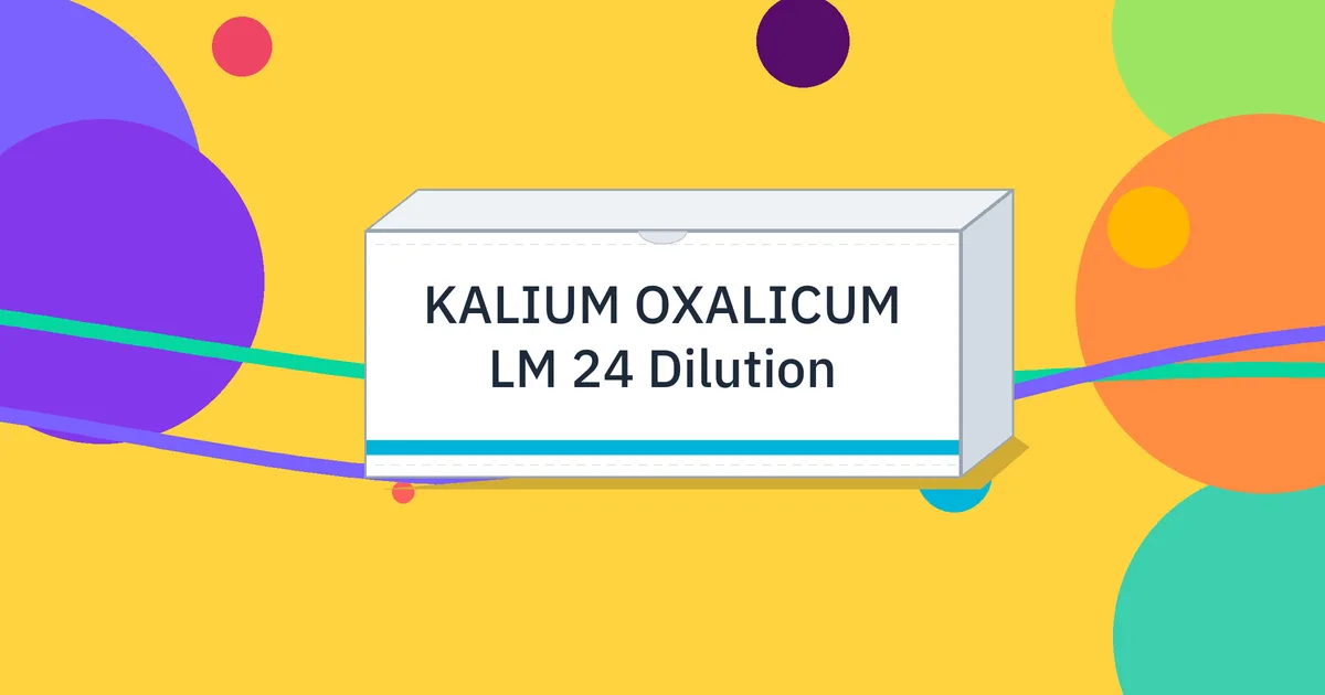 Symbolbild: Packung mit der Aufschrift KALIUM OXALICUM LM 24 Dilution (PZN 12923773) – Verfügbarkeit und Bezug in Apotheken in Frankfurt am Main