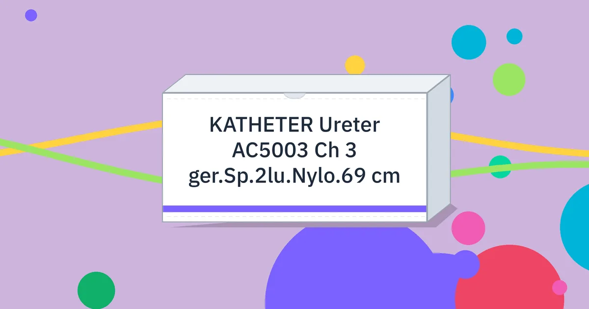 Symbolbild: Packung mit der Aufschrift KATHETER Ureter AC5003 Ch 3 ger.Sp.2lu.Nylo.69 cm (PZN 00153784) – Verfügbarkeit und Bezug in Apotheken in Frankfurt am Main