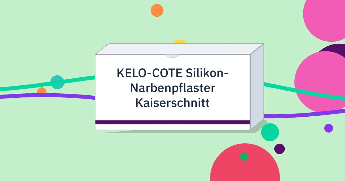 Symbolbild: Packung mit der Aufschrift KELO-COTE Silikon-Narbenpflaster Kaiserschnitt (PZN 18359322) – Verfügbarkeit und Bezug in Apotheken in Frankfurt am Main