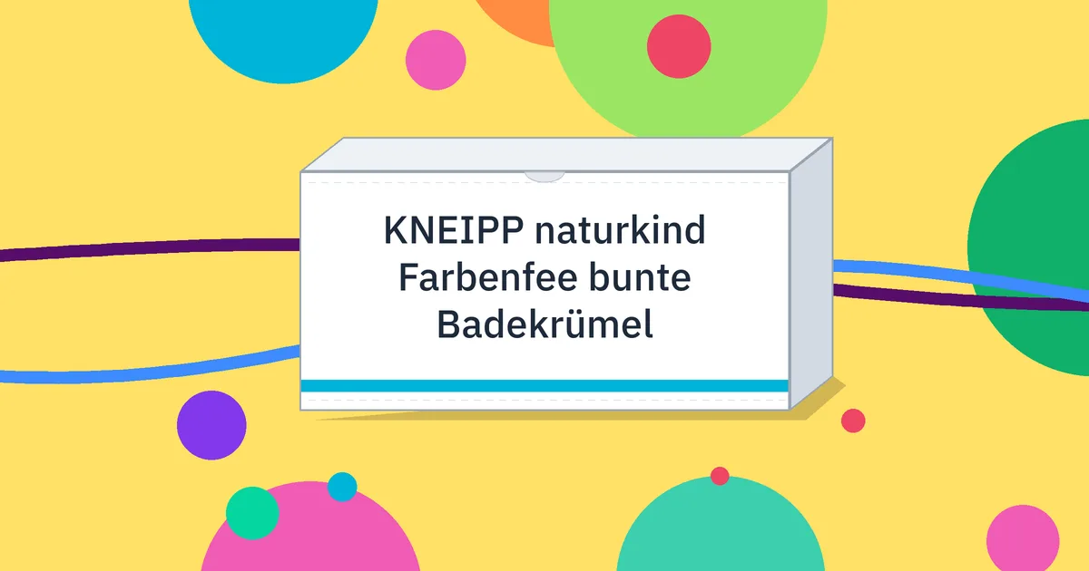 Symbolbild: Packung mit der Aufschrift KNEIPP naturkind Farbenfee bunte Badekrümel (PZN 18299471) – Verfügbarkeit und Bezug in Apotheken in Frankfurt am Main