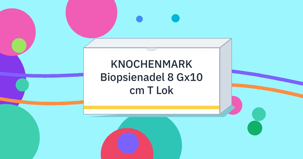 Symbolbild: Packung mit der Aufschrift KNOCHENMARK Biopsienadel 8 Gx10 cm T Lok (PZN 07566555) – Verfügbarkeit und Bezug in Apotheken in Frankfurt am Main
