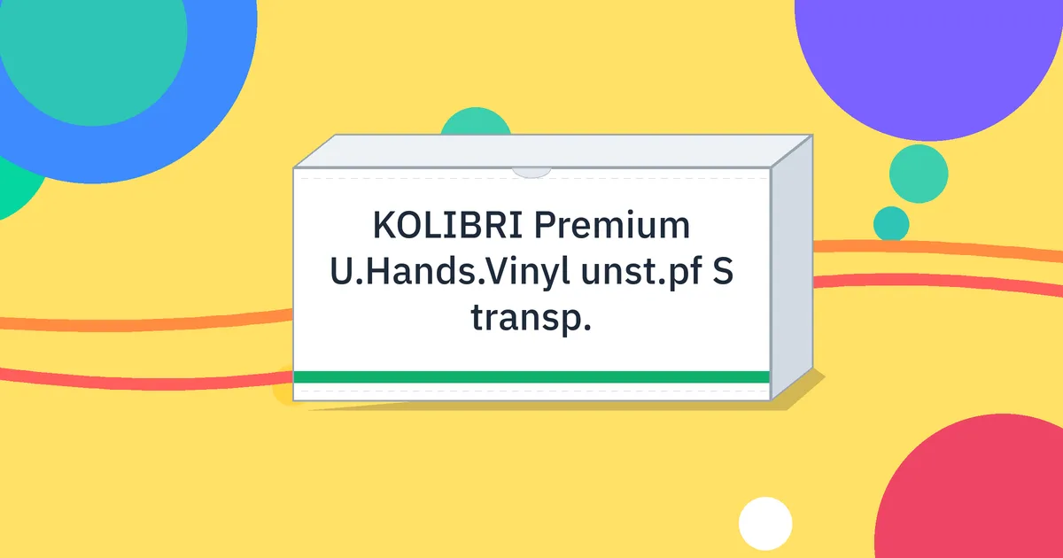 Symbolbild: Packung mit der Aufschrift KOLIBRI Premium U.Hands.Vinyl unst.pf S transp. (PZN 15199154) – Verfügbarkeit und Bezug in Apotheken in Frankfurt am Main