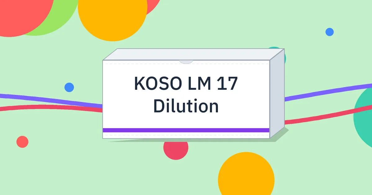 Symbolbild: Packung mit der Aufschrift KOSO LM 17 Dilution (PZN 13519956) – Verfügbarkeit und Bezug in Apotheken in Frankfurt am Main