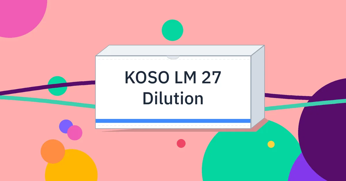 Symbolbild: Packung mit der Aufschrift KOSO LM 27 Dilution (PZN 13520072) – Verfügbarkeit und Bezug in Apotheken in Frankfurt am Main