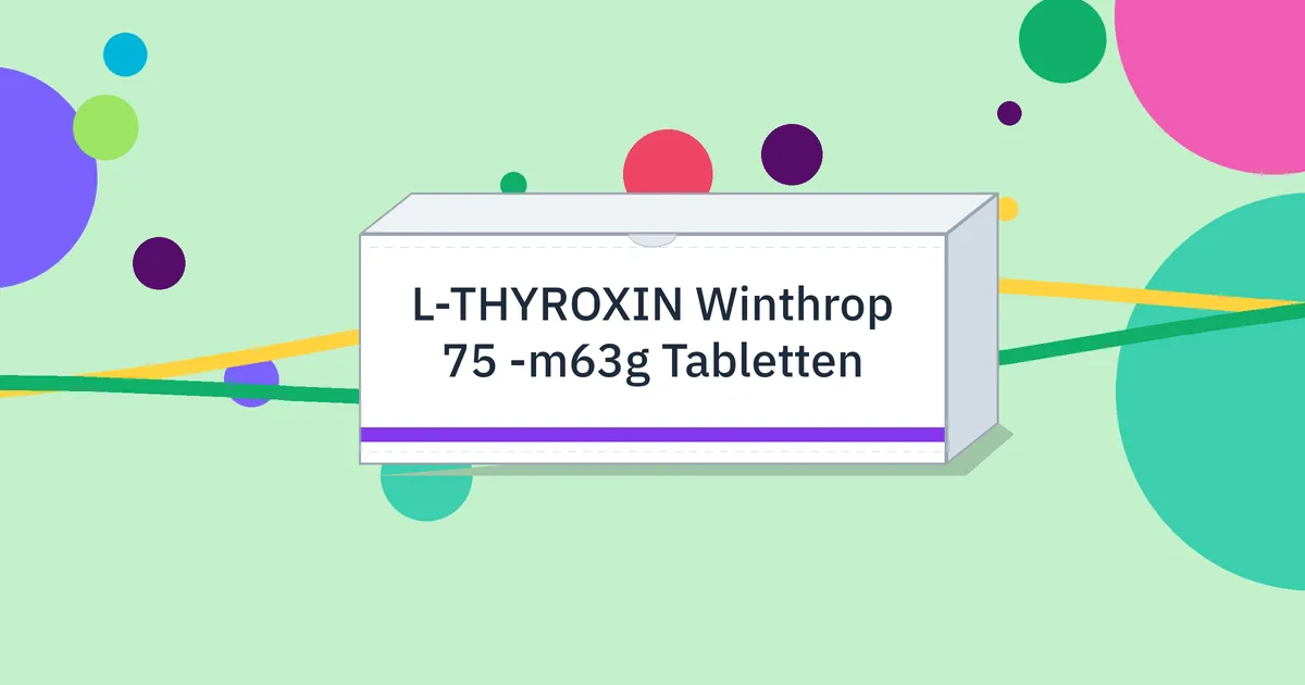 Symbolbild: Packung mit der Aufschrift L-THYROXIN Winthrop 75 -m63g Tabletten (PZN 06912877) – Verfügbarkeit und Bezug in Apotheken in Frankfurt am Main