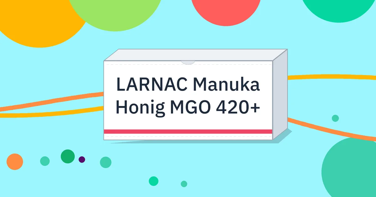 Symbolbild: Packung mit der Aufschrift LARNAC Manuka Honig MGO 420+ (PZN 20865848) – Verfügbarkeit und Bezug in Apotheken in Frankfurt am Main