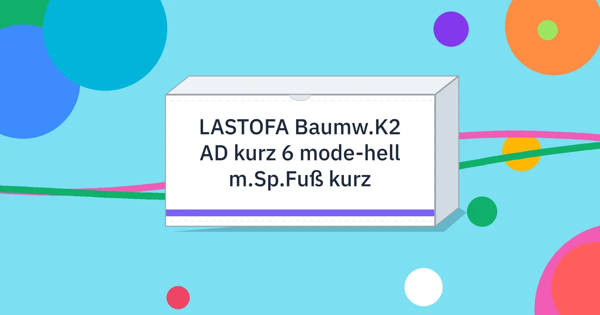 Symbolbild: Packung mit der Aufschrift LASTOFA Baumw.K2 AD kurz 6 mode-hell m.Sp.Fuß kurz (PZN 01945636) – Verfügbarkeit und Bezug in Apotheken in Frankfurt am Main