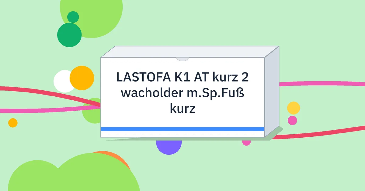 Symbolbild: Packung mit der Aufschrift LASTOFA K1 AT kurz 2 wacholder m.Sp.Fuß kurz (PZN 13795515) – Verfügbarkeit und Bezug in Apotheken in Frankfurt am Main