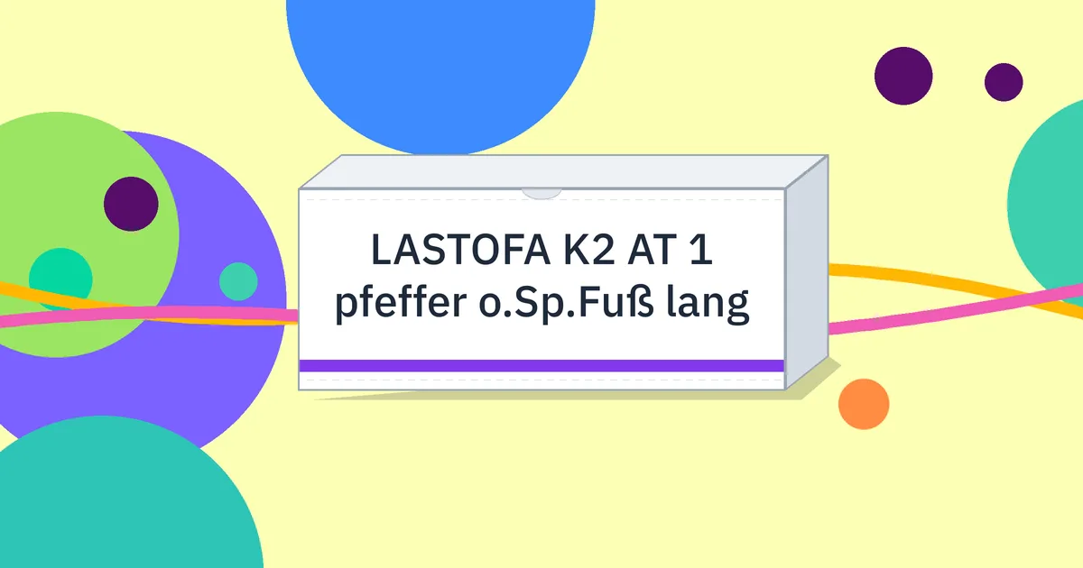 Symbolbild: Packung mit der Aufschrift LASTOFA K2 AT 1 pfeffer o.Sp.Fuß lang (PZN 14151429) – Verfügbarkeit und Bezug in Apotheken in Frankfurt am Main