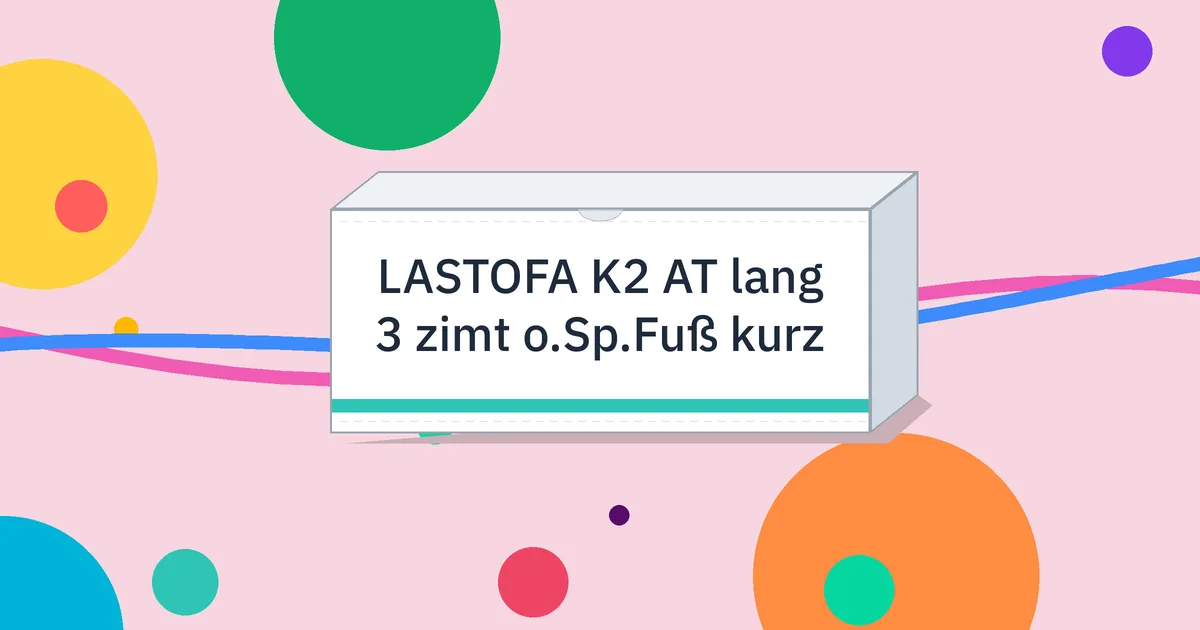 Symbolbild: Packung mit der Aufschrift LASTOFA K2 AT lang 3 zimt o.Sp.Fuß kurz (PZN 13808979) – Verfügbarkeit und Bezug in Apotheken in Frankfurt am Main