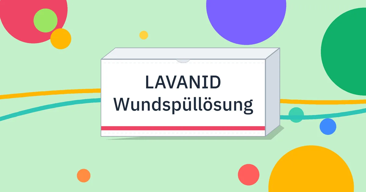 Symbolbild: Packung mit der Aufschrift LAVANID Wundspüllösung (PZN 18660582) – Verfügbarkeit und Bezug in Apotheken in Frankfurt am Main