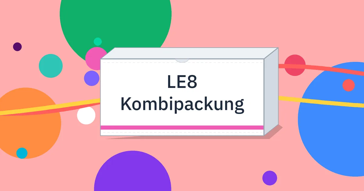 Symbolbild: Packung mit der Aufschrift LE8 Kombipackung (PZN 05455171) – Verfügbarkeit und Bezug in Apotheken in Frankfurt am Main