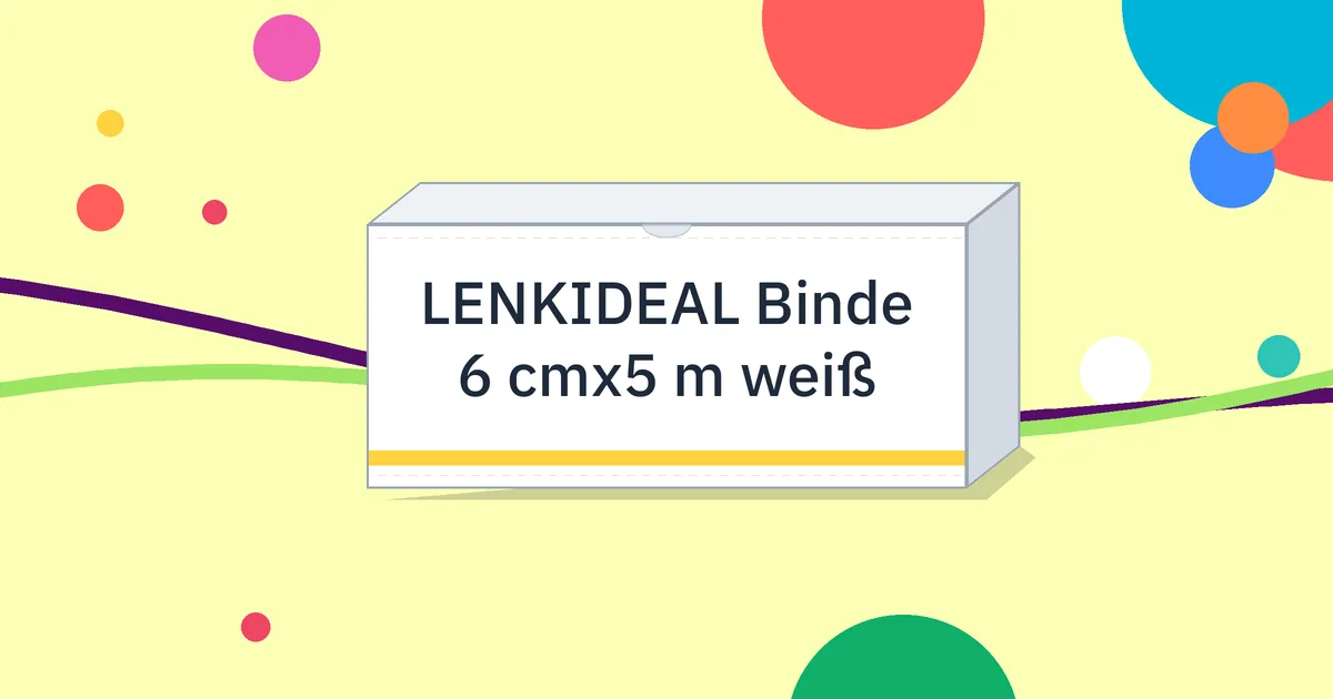 Symbolbild: Packung mit der Aufschrift LENKIDEAL Binde 6 cmx5 m weiß (PZN 12774853) – Verfügbarkeit und Bezug in Apotheken in Frankfurt am Main