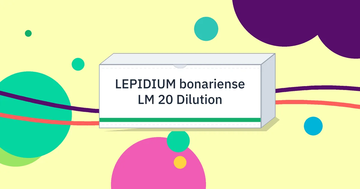Symbolbild: Packung mit der Aufschrift LEPIDIUM bonariense LM 20 Dilution (PZN 13526465) – Verfügbarkeit und Bezug in Apotheken in Frankfurt am Main