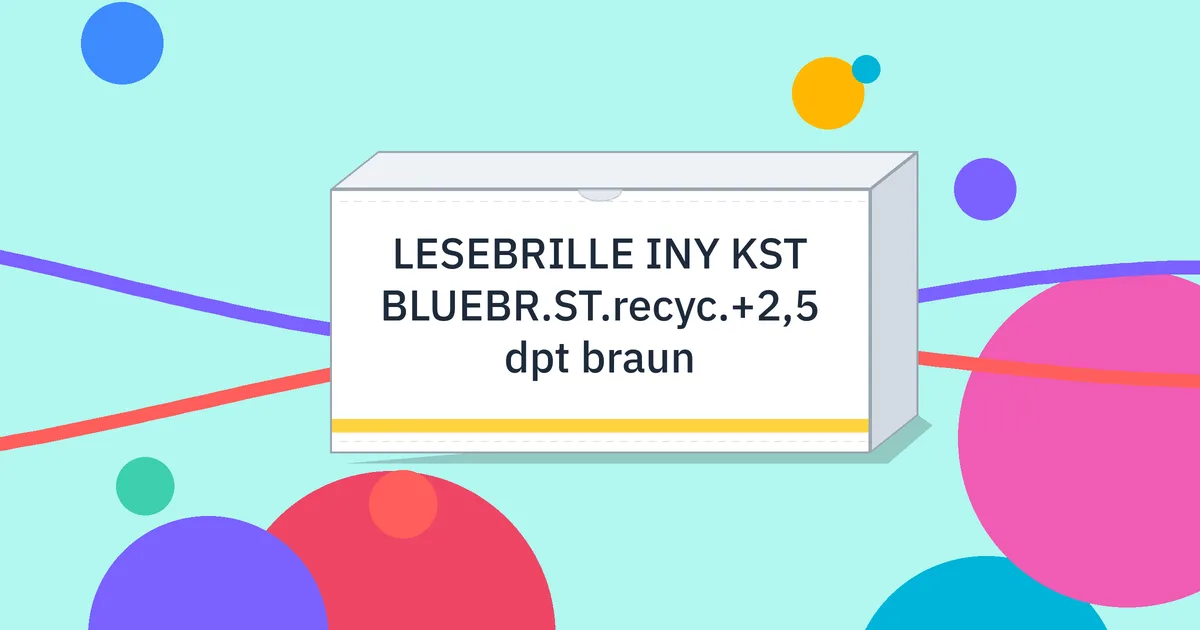Symbolbild: Packung mit der Aufschrift LESEBRILLE INY KST BLUEBR.ST.recyc.+2,5 dpt braun (PZN 19928064) – Verfügbarkeit und Bezug in Apotheken in Frankfurt am Main