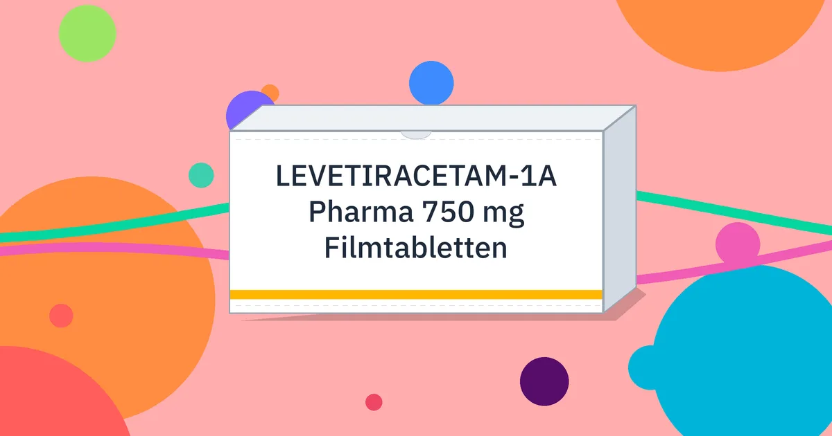 Symbolbild: Packung mit der Aufschrift LEVETIRACETAM-1A Pharma 750 mg Filmtabletten (PZN 09123388) – Verfügbarkeit und Bezug in Apotheken in Frankfurt am Main