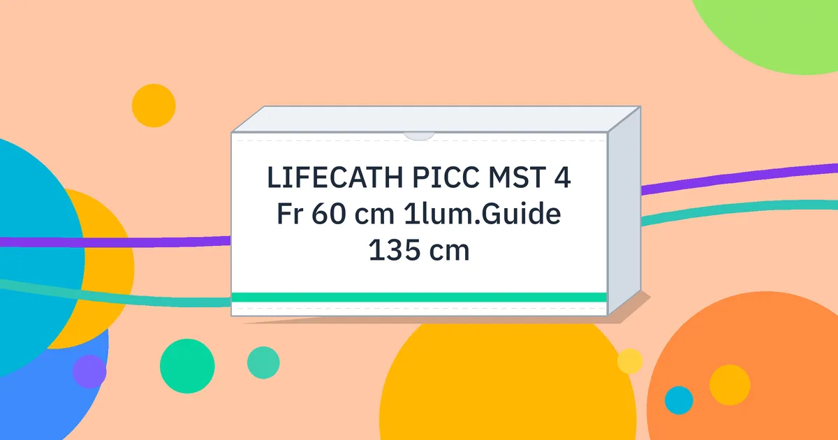Symbolbild: Packung mit der Aufschrift LIFECATH PICC MST 4 Fr 60 cm 1lum.Guide 135 cm (PZN 16167417) – Verfügbarkeit und Bezug in Apotheken in Frankfurt am Main