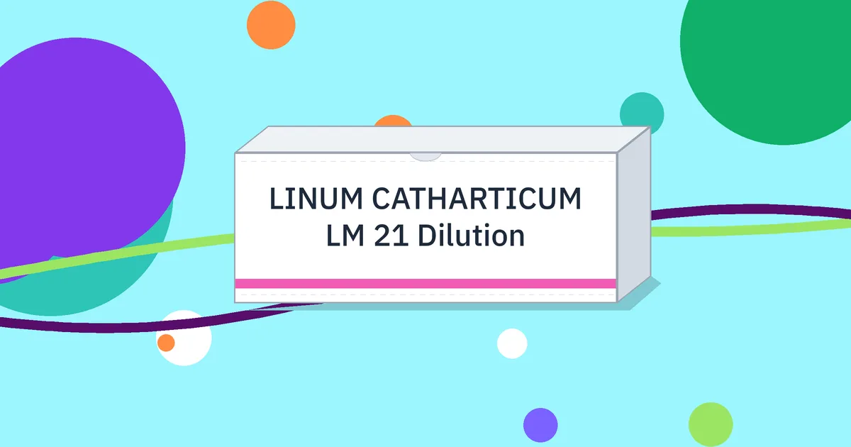 Symbolbild: Packung mit der Aufschrift LINUM CATHARTICUM LM 21 Dilution (PZN 13530219) – Verfügbarkeit und Bezug in Apotheken in Frankfurt am Main