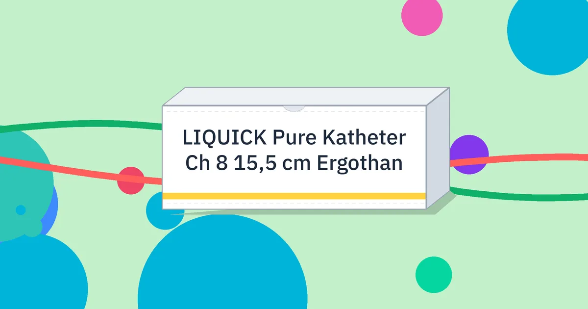 Symbolbild: Packung mit der Aufschrift LIQUICK Pure Katheter Ch 8 15,5 cm Ergothan (PZN 03069825) – Verfügbarkeit und Bezug in Apotheken in Frankfurt am Main