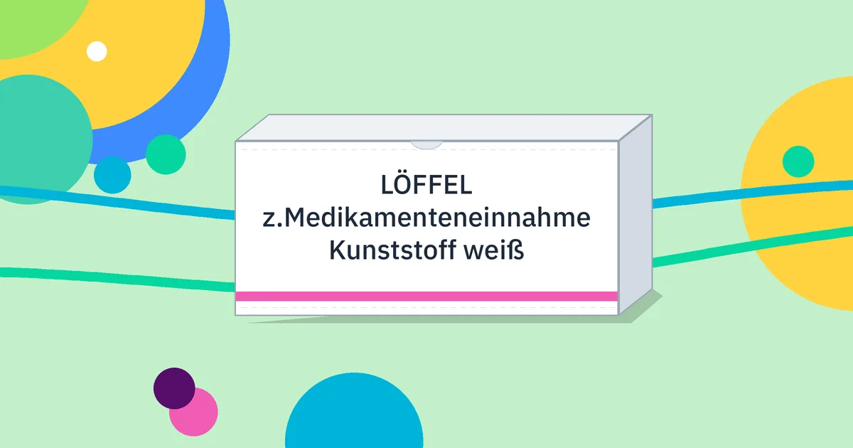 Symbolbild: Packung mit der Aufschrift LÖFFEL z.Medikamenteneinnahme Kunststoff weiß (PZN 12394263) – Verfügbarkeit und Bezug in Apotheken in Frankfurt am Main