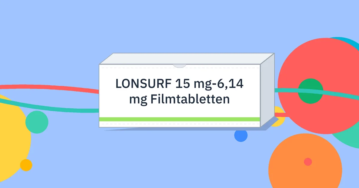 Symbolbild: Packung mit der Aufschrift LONSURF 15 mg-6,14 mg Filmtabletten (PZN 15821406) – Verfügbarkeit und Bezug in Apotheken in Frankfurt am Main