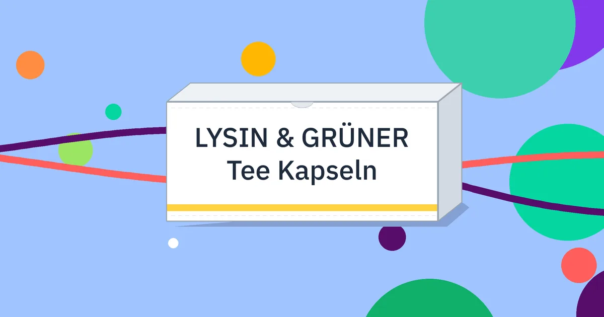 Symbolbild: Packung mit der Aufschrift LYSIN & GRÜNER Tee Kapseln (PZN 04156360) – Verfügbarkeit und Bezug in Apotheken in Frankfurt am Main