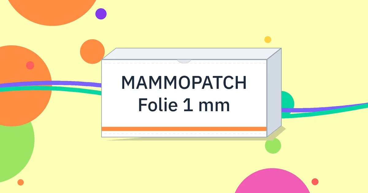 Symbolbild: Packung mit der Aufschrift MAMMOPATCH Folie 1 mm (PZN 03383390) – Verfügbarkeit und Bezug in Apotheken in Frankfurt am Main