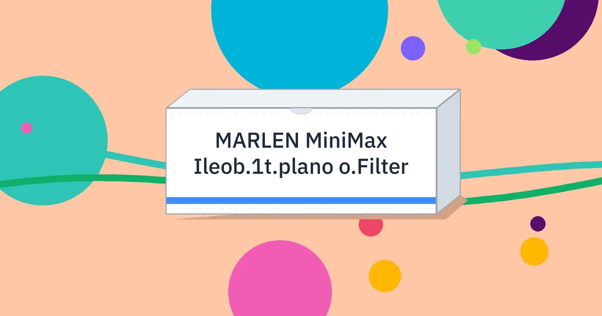 Symbolbild: Packung mit der Aufschrift MARLEN MiniMax Ileob.1t.plano o.Filter (PZN 09937582) – Verfügbarkeit und Bezug in Apotheken in Frankfurt am Main