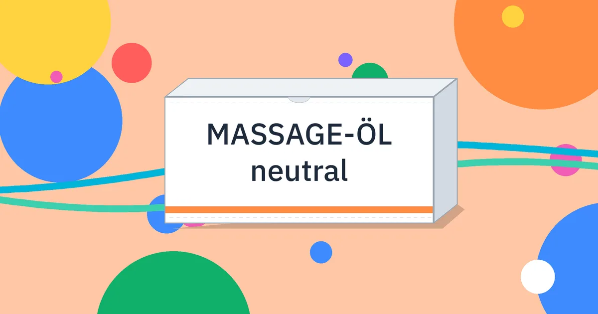 Symbolbild: Packung mit der Aufschrift MASSAGE-ÖL neutral (PZN 04675574) – Verfügbarkeit und Bezug in Apotheken in Frankfurt am Main