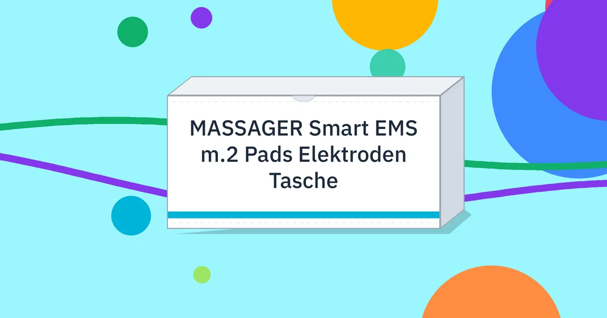 Symbolbild: Packung mit der Aufschrift MASSAGER Smart EMS m.2 Pads Elektroden Tasche (PZN 17314033) – Verfügbarkeit und Bezug in Apotheken in Frankfurt am Main