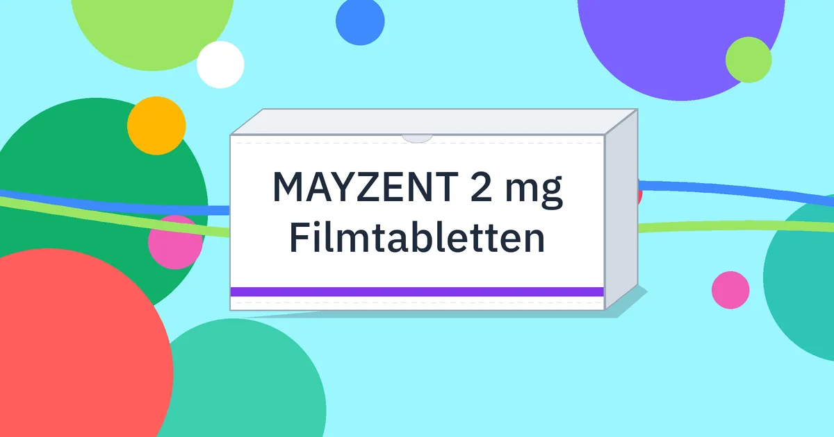 Symbolbild: Packung mit der Aufschrift MAYZENT 2 mg Filmtabletten (PZN 18826640) – Verfügbarkeit und Bezug in Apotheken in Frankfurt am Main
