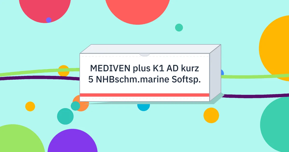 Symbolbild: Packung mit der Aufschrift MEDIVEN plus K1 AD kurz 5 NHBschm.marine Softsp. (PZN 15899992) – Verfügbarkeit und Bezug in Apotheken in Frankfurt am Main
