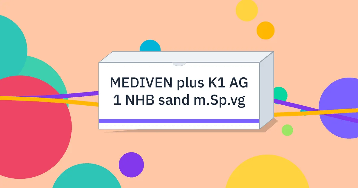 Symbolbild: Packung mit der Aufschrift MEDIVEN plus K1 AG 1 NHB sand m.Sp.vg (PZN 18938238) – Verfügbarkeit und Bezug in Apotheken in Frankfurt am Main