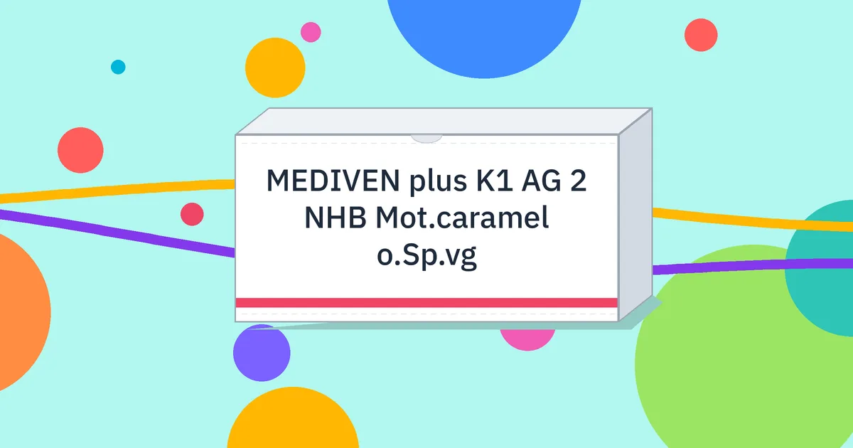 Symbolbild: Packung mit der Aufschrift MEDIVEN plus K1 AG 2 NHB Mot.caramel o.Sp.vg (PZN 15916236) – Verfügbarkeit und Bezug in Apotheken in Frankfurt am Main