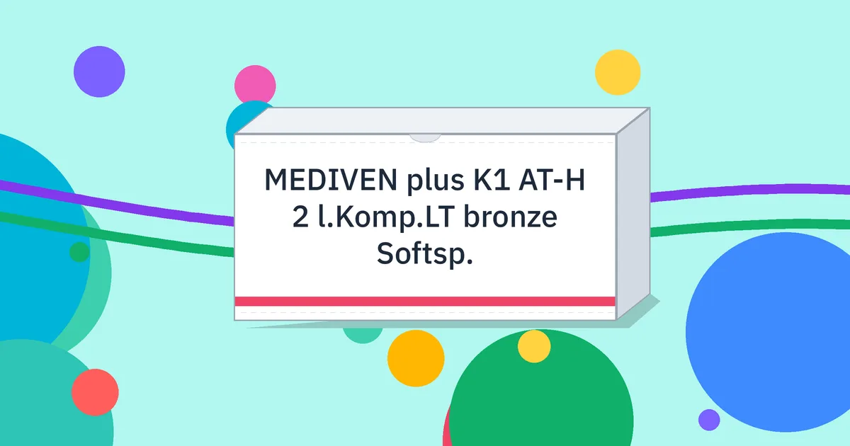 Symbolbild: Packung mit der Aufschrift MEDIVEN plus K1 AT-H 2 l.Komp.LT bronze Softsp. (PZN 15038362) – Verfügbarkeit und Bezug in Apotheken in Frankfurt am Main