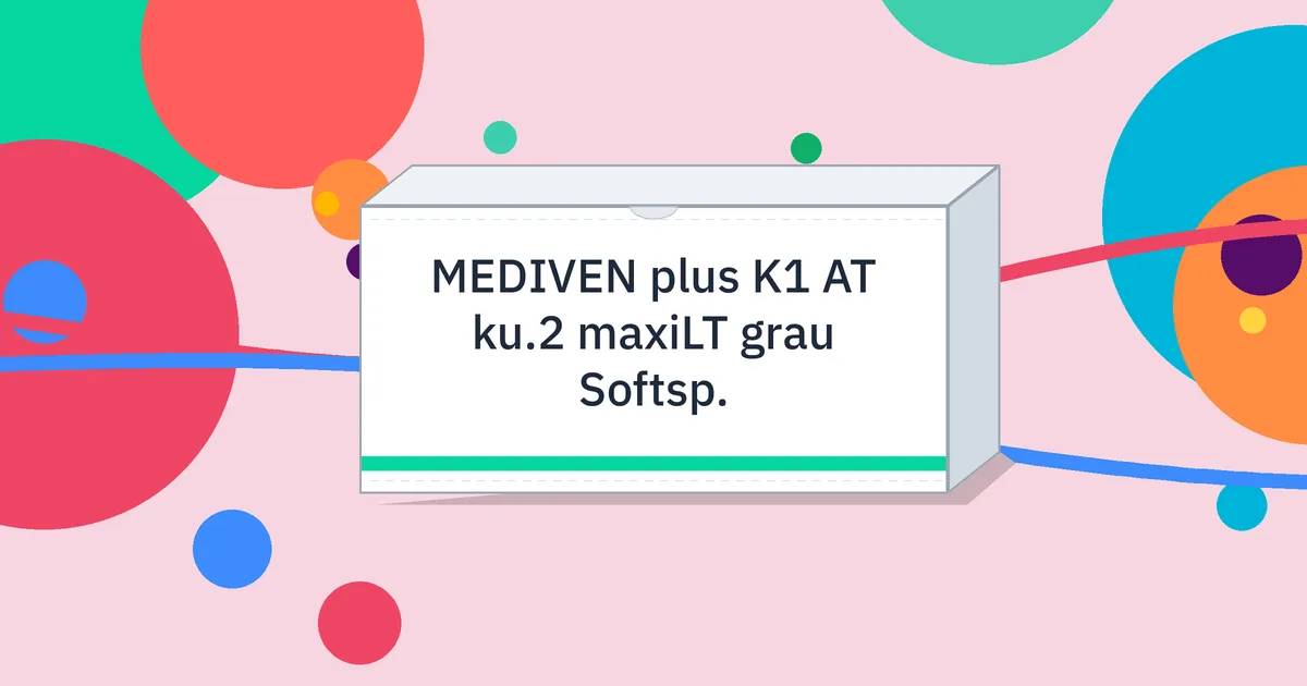 Symbolbild: Packung mit der Aufschrift MEDIVEN plus K1 AT ku.2 maxiLT grau Softsp. (PZN 18942607) – Verfügbarkeit und Bezug in Apotheken in Frankfurt am Main