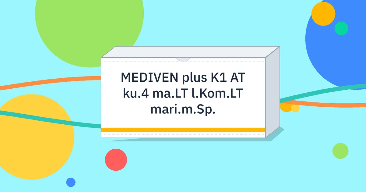 Symbolbild: Packung mit der Aufschrift MEDIVEN plus K1 AT ku.4 ma.LT l.Kom.LT mari.m.Sp. (PZN 15071307) – Verfügbarkeit und Bezug in Apotheken in Frankfurt am Main
