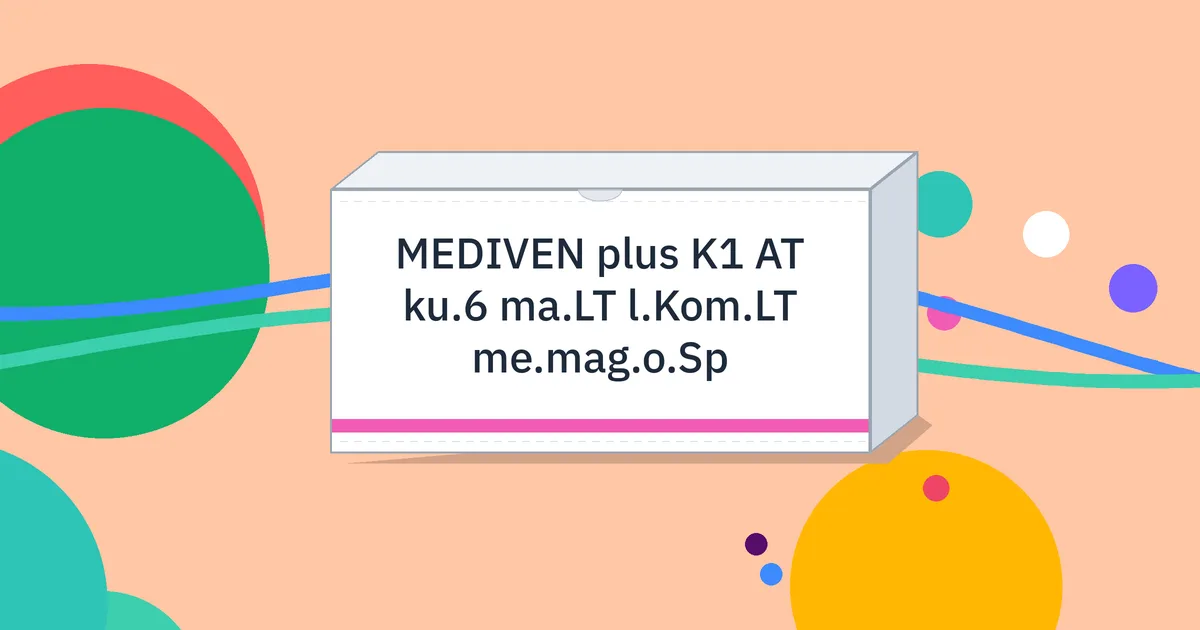 Symbolbild: Packung mit der Aufschrift MEDIVEN plus K1 AT ku.6 ma.LT l.Kom.LT me.mag.o.Sp (PZN 15072152) – Verfügbarkeit und Bezug in Apotheken in Frankfurt am Main