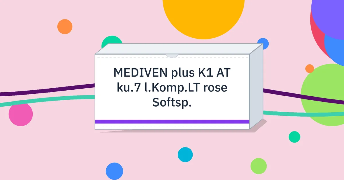 Symbolbild: Packung mit der Aufschrift MEDIVEN plus K1 AT ku.7 l.Komp.LT rose Softsp. (PZN 15029400) – Verfügbarkeit und Bezug in Apotheken in Frankfurt am Main