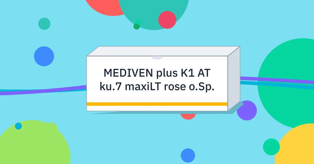 Symbolbild: Packung mit der Aufschrift MEDIVEN plus K1 AT ku.7 maxiLT rose o.Sp. (PZN 15069285) – Verfügbarkeit und Bezug in Apotheken in Frankfurt am Main
