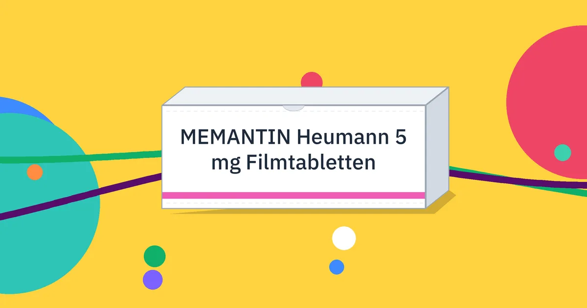 Symbolbild: Packung mit der Aufschrift MEMANTIN Heumann 5 mg Filmtabletten (PZN 11693414) – Verfügbarkeit und Bezug in Apotheken in Frankfurt am Main