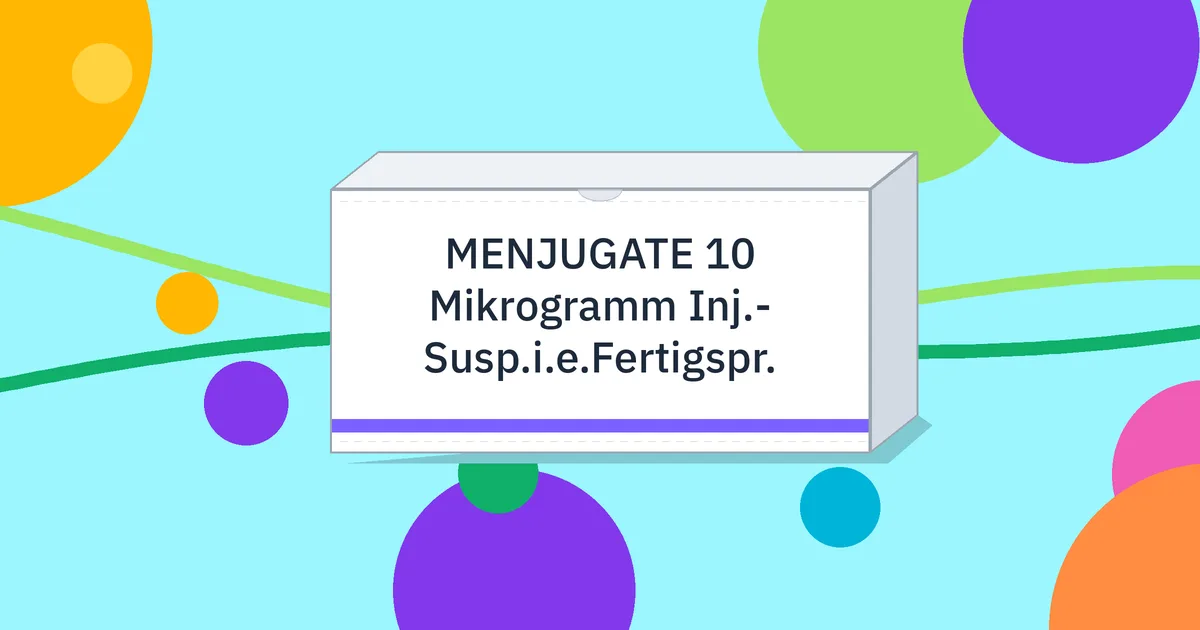 Symbolbild: Packung mit der Aufschrift MENJUGATE 10 Mikrogramm Inj.-Susp.i.e.Fertigspr. (PZN 12454321) – Verfügbarkeit und Bezug in Apotheken in Frankfurt am Main