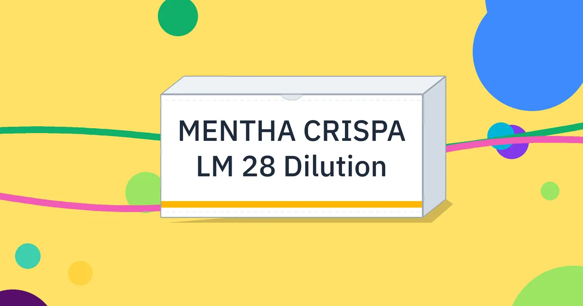 Symbolbild: Packung mit der Aufschrift MENTHA CRISPA LM 28 Dilution (PZN 13603941) – Verfügbarkeit und Bezug in Apotheken in Frankfurt am Main