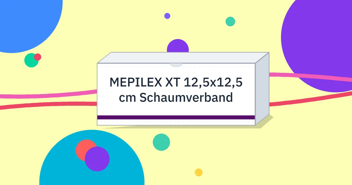 Symbolbild: Packung mit der Aufschrift MEPILEX XT 12,5x12,5 cm Schaumverband (PZN 14027712) – Verfügbarkeit und Bezug in Apotheken in Frankfurt am Main