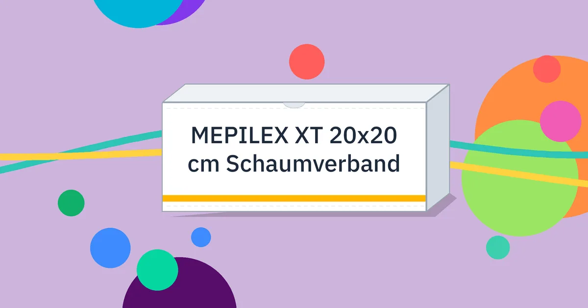 Symbolbild: Packung mit der Aufschrift MEPILEX XT 20x20 cm Schaumverband (PZN 13365795) – Verfügbarkeit und Bezug in Apotheken in Frankfurt am Main