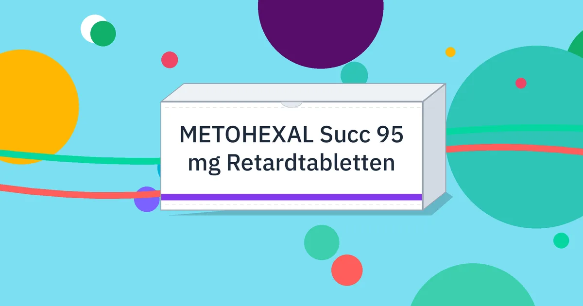 Symbolbild: Packung mit der Aufschrift METOHEXAL Succ 95 mg Retardtabletten (PZN 20171413) – Verfügbarkeit und Bezug in Apotheken in Frankfurt am Main