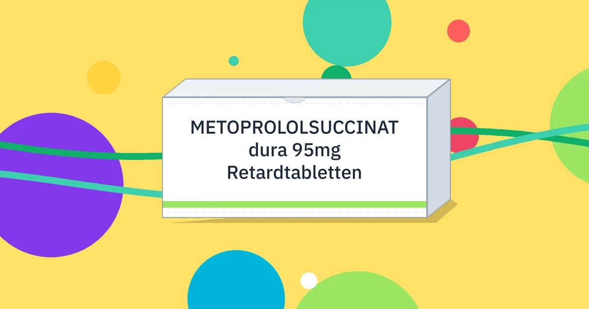 Symbolbild: Packung mit der Aufschrift METOPROLOLSUCCINAT dura 95mg Retardtabletten (PZN 02953075) – Verfügbarkeit und Bezug in Apotheken in Frankfurt am Main