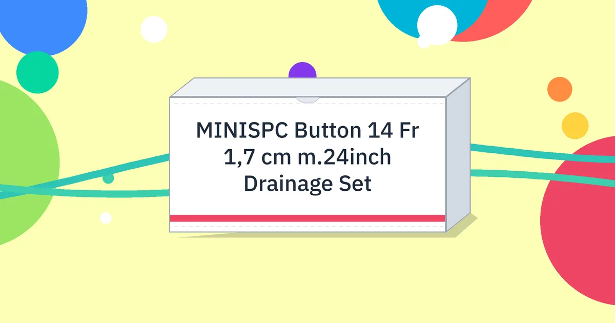 Symbolbild: Packung mit der Aufschrift MINISPC Button 14 Fr 1,7 cm m.24inch Drainage Set (PZN 20821704) – Verfügbarkeit und Bezug in Apotheken in Frankfurt am Main