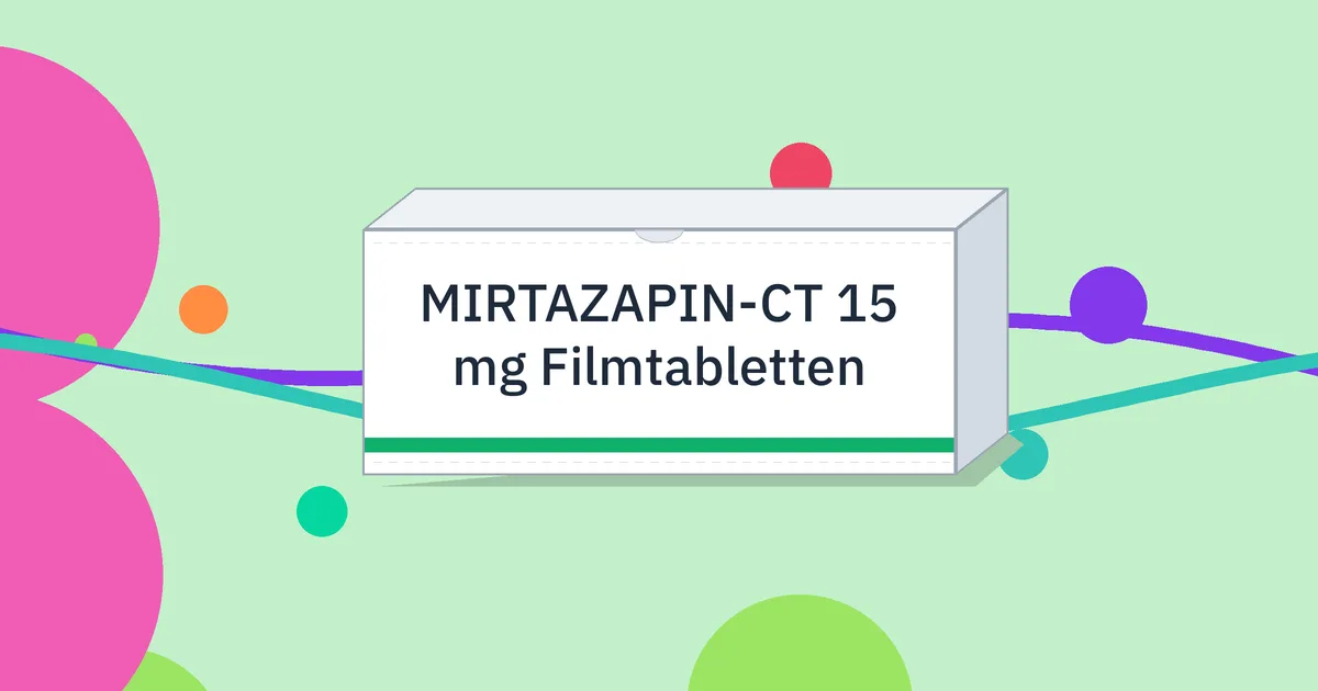 Symbolbild: Packung mit der Aufschrift MIRTAZAPIN-CT 15 mg Filmtabletten (PZN 05984225) – Verfügbarkeit und Bezug in Apotheken in Frankfurt am Main